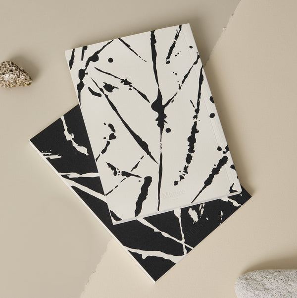 A5 Layflat Softcover Notebook - Ivory Abstract Markings - Matere Studio